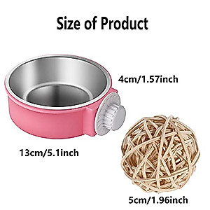Rabbit Bowls Set, Big Pet Bunny Food Bowls Small Animals Cage Bowl and Stainless Steel Hanging Water Food Feeder Bowls for Big Bunny Food Dish