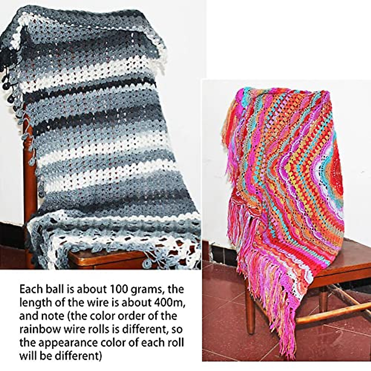 3 Rolls Rainbow Crochet Yarn Skeins Soft Wool Crochet Yarn for Knitting and Crafts, Multicolored Gradient Skeins Sweater Scarf Crafting Woven Skeins Warm Home Tools