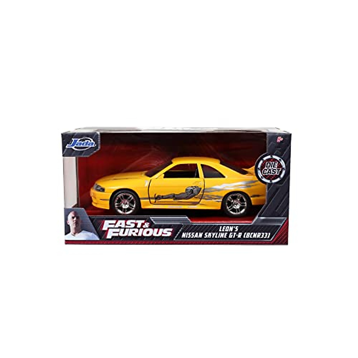 Fast & Furious 1:32 Leon's Nisssan Skyline GT-R (BCNR33) Die-Cast Car, Toys for Kids and Adults
