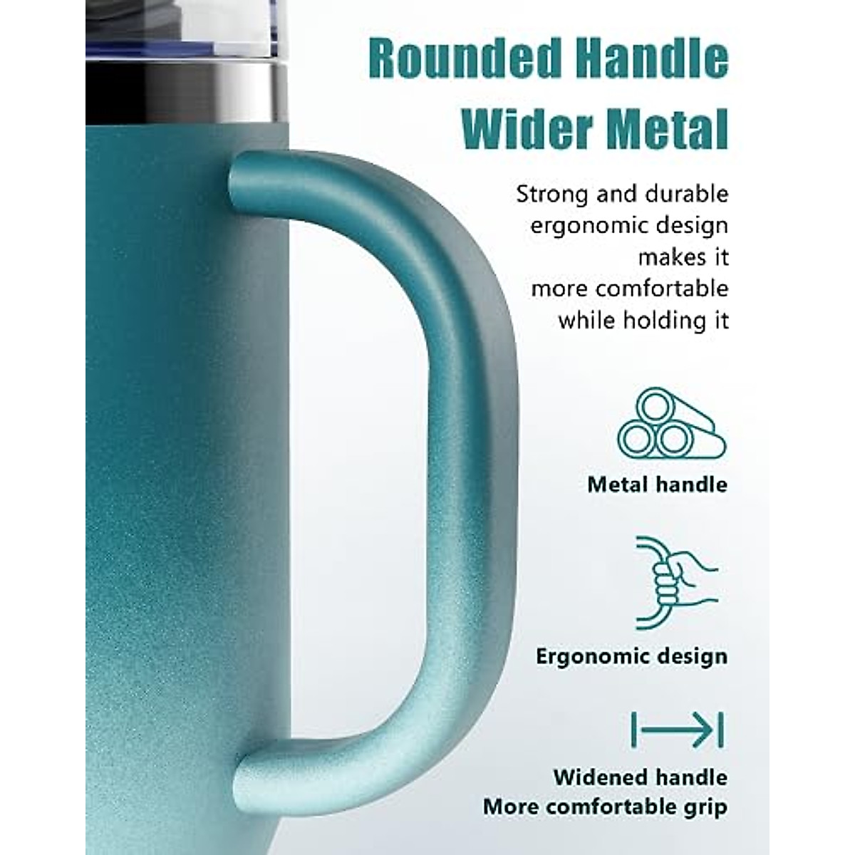 Gpeng 40 oz Tumbler with Handle, Water Bottles with Straw Lid and Anti-Slip Sleeve, Insulated Stainless Steel Travel Mug Cup Holder Friendly, Keep Drinks Cold or Hot for Hours