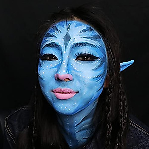 MEICOLY Blue Eyeshadow Palette,9 Colors Matte Glitter Eye shadow Palette,Metallic Silver Bright Waterproof Pressed Avatar Sally Makeup,Shimmer Pigmented Corpse Bride Eye Shadow for Halloween