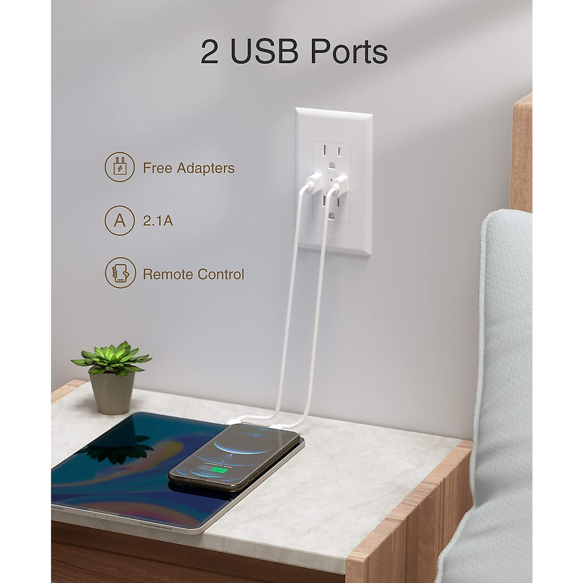 GHome Smart WO2-1 Smart Wall Outlet, White