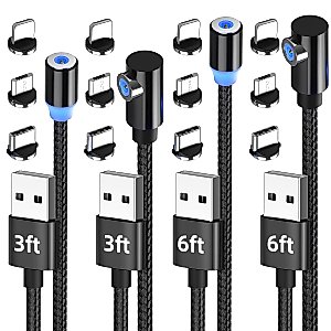 ANMONE Magnetic Charging Cable (4pack, 3ft x 2,6ft x 2) Multi Charge Cord for iPhone iPad,Samsung,Google LG Phone Micro USB,USB Type c,iproducts Magnetic Charger Cables