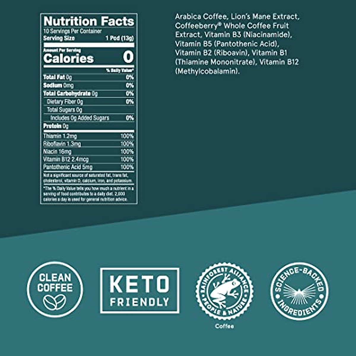 Bulletproof The High Achiever Pods, 10 count, Medium-Dark Roast Enhanced Coffee