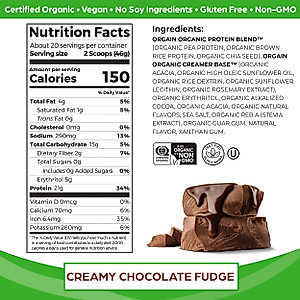 Orgain Organic Vegan Protein Powder (Peanut Butter, Creamy Chocolate Fudge) - 21g Plant Based Protein | Gluten Free | Dairy Free | No Sugar Added