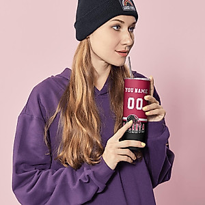 20oz Football City Customs stainless steel Insulated tumbler with Lid and Straws, Personalized football gifts for fans, Travel Cup Adds Your Name and Number