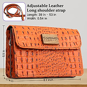 COSMO HANDMADE Premium Women's Crossbody Bag - Stylish Orange Leather Purse with Detachable Strap - Versatile Designer Inspired Handbags for Everyday Use and Special Occasions
