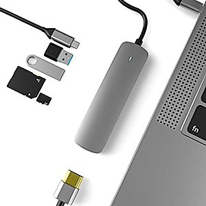 USB C hub,USB C Docking Station,6 in 1 USB C Docking Station Adapter,with 1 4K HDMI-Compatible,1 USB2.0,1 USB3.0,1 PD,SD TF Card Reader,Suitable for USB -C Type Equipment.