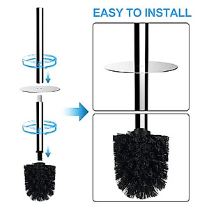 Premium Toilet Brush and Holder,Toilet Bowl Brush with 304 Stainless Steel Long Handle, Hidden Toilet Brush with Durable Scrubbing Bristles for Bathroom Deep Cleaning