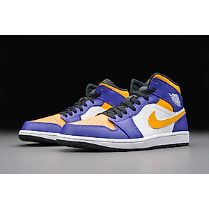 Jordan Men's Air Jordan 1 Mid, Dark Concord/Taxi-white-black, 10