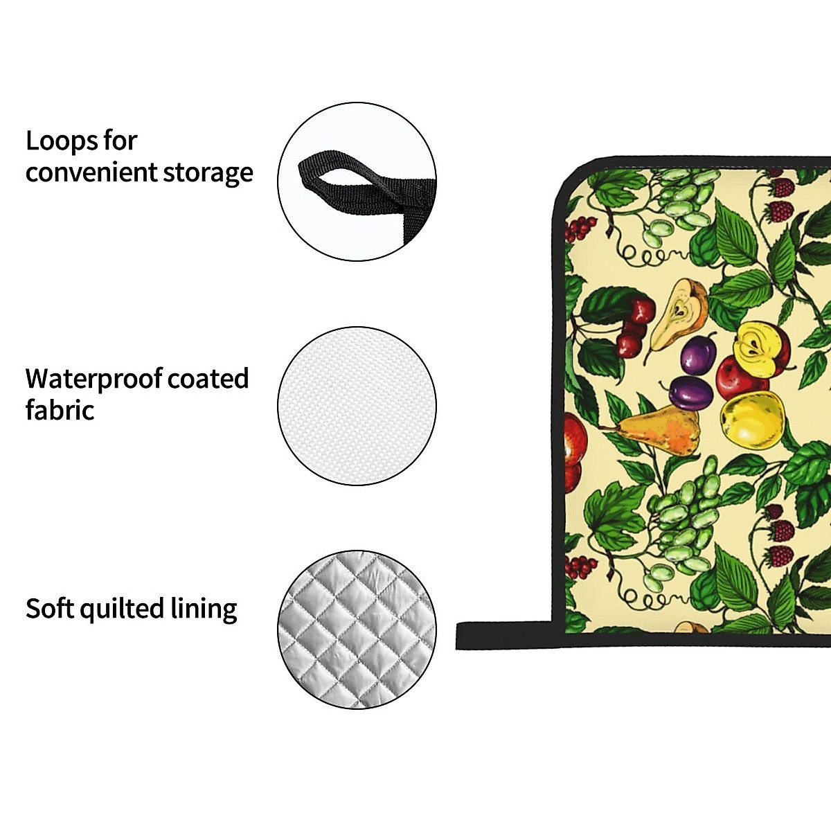 Nice Fruit Flower Oven Mitts and Pot Holders Heat Resistant 4 Pcs Sets Waterproof Non-Slip for BBQ Cooking Baking Grilling