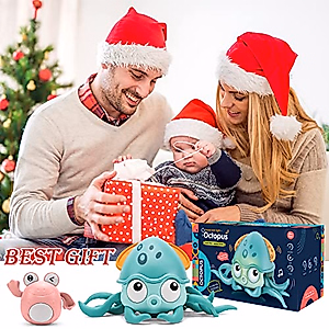 Growinlove Baby Crawling Toy Musical Interactive Crawling Octopus Toy with Music, LED Light Up and Automatically Avoid Obstacle, Moving Toy for Toddler Babies Boys Girls