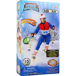 Click N' Play CNP30602 Sports & Adventure Skiing 12"" Action Figure Play Set with Accessories, 12 inches, Brown/A