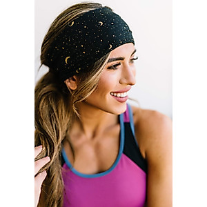 Maven Thread Lunar 2 Pack, Women's Workout Headbands, Wide Headbands for Women, 4" Thick Non Slip Sweatbands for Exercise, Gym hairband Athletic Workouts and Yoga, Black