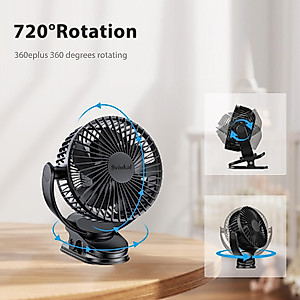 Svinkal Clip on Fan, 5000mAh USB Charging Portable Battery Fans, 6Inch Quiet USB Personal Desk Fan, 3 Speeds, 720° angle adjustment, Small Stroller Fan for home office dormitory.