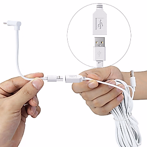 2-Pack 30ft Power Extension Cable Compatible with Wyze Cam v4,Wyze Cam Pan v3,Wyze OG,Wyze Cam v3 and v3 Pro Security Cameras - 9m Long Flat USB Male to Female Charging Cord, White