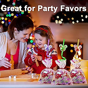 24 Glitter Mouse Ear Party Favors Reusable Drinking Straws 6 Designs Great for Minnie Theme Birthday Party Supplies with 2 Cleaning Brushes