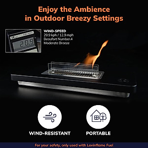 LOVINFLAME Mountain Tabletop Fire Pit for Indoor and Outdoor, Wind Resistant Tabletop Fireplace for Balcony and Patio Decor, Smokeless Fire Pit Only Used with LOVINFLAME Ethanol-Free Fuel