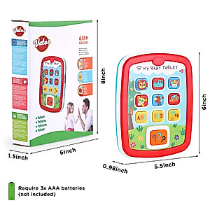 VATOS Toddler Learning Tablet for 1 Year Old, Baby Ipad for 6M -12M -18M+ with Music & Light, Travel Toy Tablet with Easy ABC Toy, Numbers & Color | My First Learning Tablet
