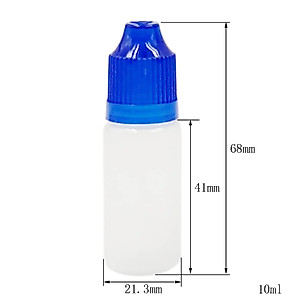 NANSHINE 10MLx50 LDPE Plastic Dropper Bottles Empty Squeeze Liquid Eye Dripper Containers with Child Resistant Cap (Bottles + Mixing Color Caps + Tips+label)