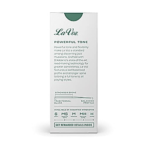 D’Addario Woodwinds Baritone Saxophone Reeds, Medium Hard, 5 Pack