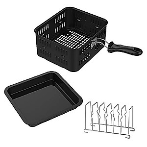 GoWISE USA GWA0080 Kit 3-Piece Air Fryer Oven Accessory, Power, Yedi-Includes 6 Quart Basket, Baking Pan, & Toasting Rack, 6-Qt, Black