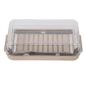 plplaaoo Stainless Steel Butter Storage Box, Butter Cutter Container, Cheese Storage Box with Transparent Cover, Butter Cutter Container, Kitchen Supplies for Home Kitchen(Wheat), Butter Slicer cu