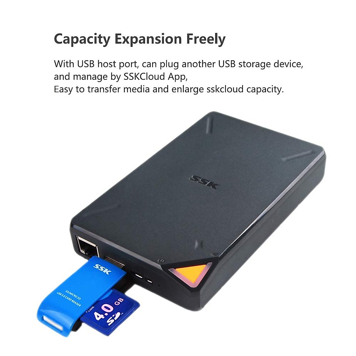 SSK 1TB Personal Cloud External Wireless Hard Drive Portable NAS Storage with WiFi Hotspot for Travel, Support Auto Backup Connect SD Card Reader Share Data for iPhone iPad Tablet Laptop