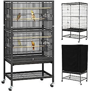 YITAHOME 52 inches Birdcage Cover and Bird Cage Seed Catcher, Bird Cages for Parakeets, Parrot, Cockatiel, Pigeon, Flight cage for Birds