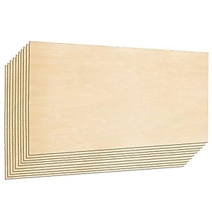 Plywood Sheet Board, A Grade, 22 x 12 inch, 1.5mm Thick, Pack of 10 Unfinished for Crafts Basswood by Craftiff