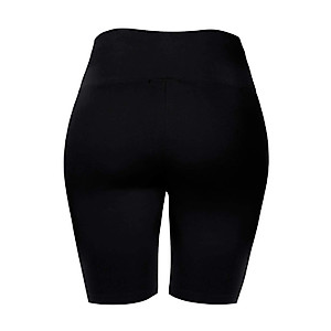 HATOPANTS Women Biker Shorts Buttery Soft High Waist Mid Thigh Short Pants Black L