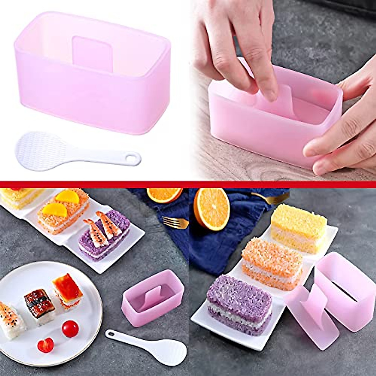 Spam Musubi Maker Press Mold 6 Sets, Bento Accessories Non-Stick Onigiri Mold, Make Restaurant Quality Hawaiian Musubi at Home