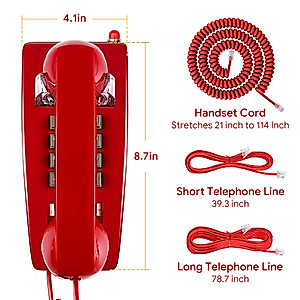 Retro Wall Phones for Landline with Mechanical Ringing Classic Corded Telephone Wall Mounted with Indicator Waterproof Old Style Phone for Home Hotel and Office