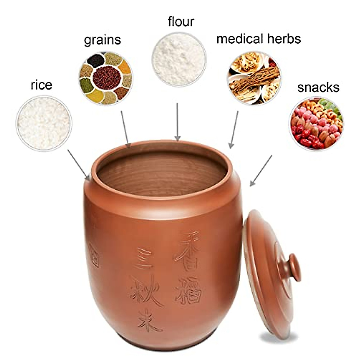 TUU Retro Rice Dispenser Ceramic Large Capacity Sealed Cereal Storage Container with Lid Grain Dispenser Suitable for Kitchen Soybean, Corn, Flour, Sugar, Rice, Nuts, Snacks, Pet Food