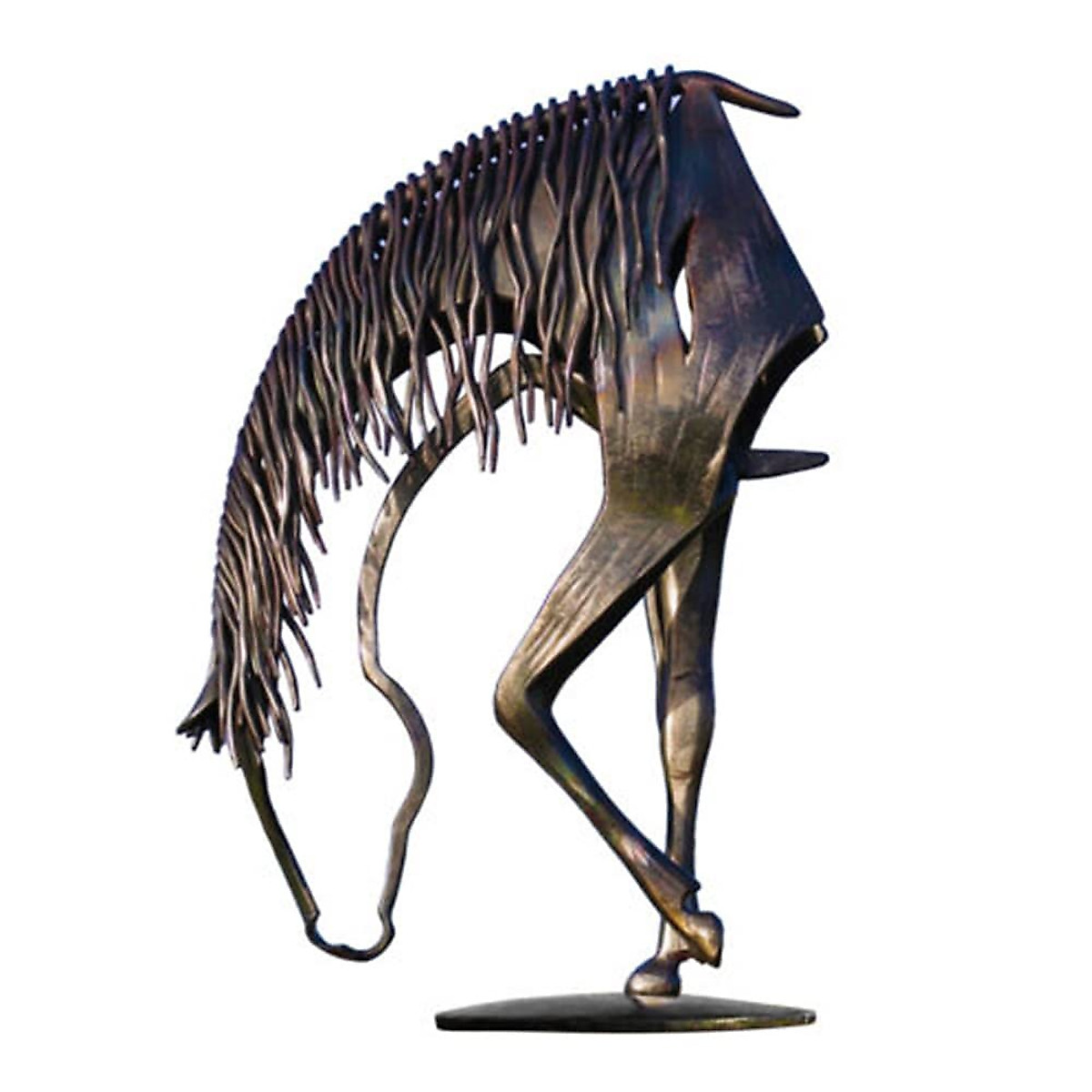 YERT Kiss Horse Sculpture Modern Rustic Statue Ornament Home Office Metal Decor Gifts(Foraging Horse)