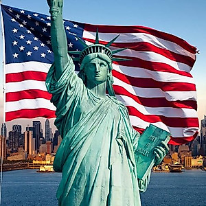 Oakville Furniture OF-72AF04 Outdoor American US Flag with Embroidered Stars, Sewn Stripes & Brass Grommets, 6X10 FT, Blue