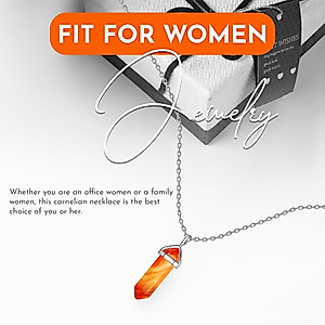 Carnelian Necklace Real Crystal - 2" Faceted Carnelian Crystal Pendant - Carnelian Necklaces for Women- Real Carnelian Necklace - Red Crystals Carnelian - Orange Crystal Pendant - Red Crystal necklace