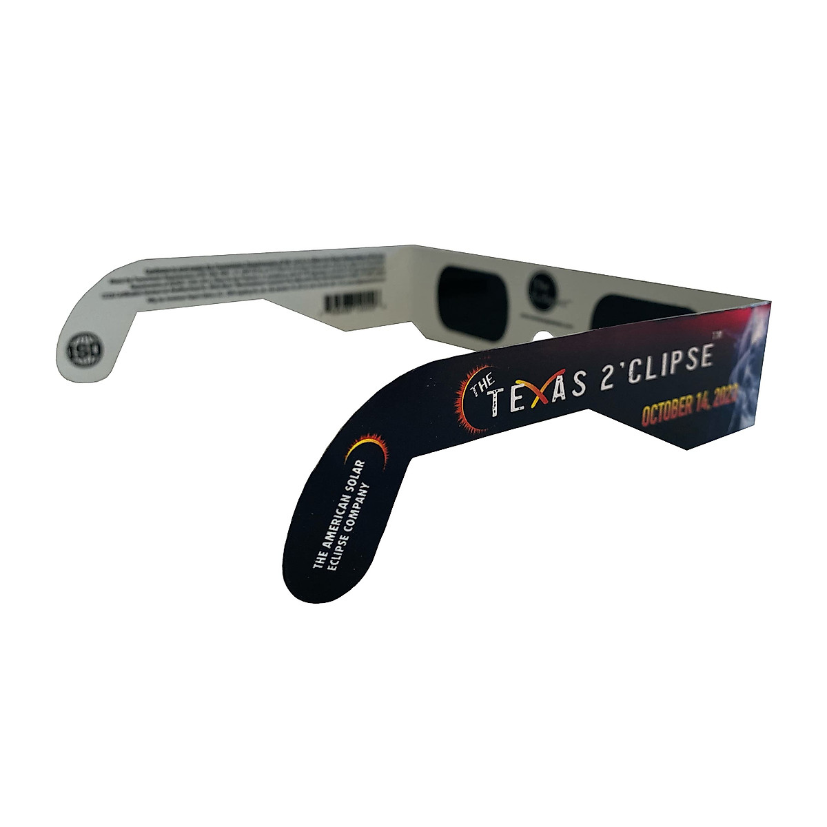 Solar Eclipse Viewing Glasses, Made in the USA, ISO-CE Certified 2 Pack THE TEXAS 2'CLIPSE