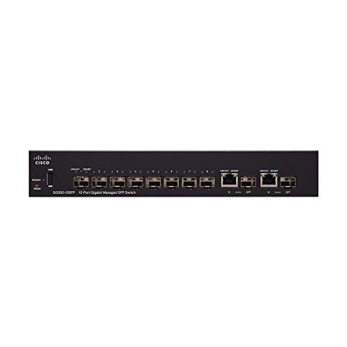 Cisco SG350-10SFP Managed with 10 ports of Gigabit Ethernet (GbE) Ports with 8 SFP slots plus 2 Gigabit Ethernet SFP Combo, Limited Lifetime Protection (SG350-10SFP-K9-NA)