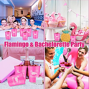 Sabary 32 Pcs Let's Flamingle Cups 16 oz Stadium Reusable Party Cups for Flamingo Party Supplies, Birthday Party, Bachelorette Party, and Bridal Showers (Pink)