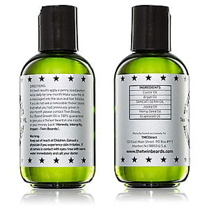 Twin Beards Natural Beard Growth Oil | Beard Oil for Men Growth | Beard Softener | Beard Conditioner for Men | Beard Growth Serum | Castor Oil & Tea Tree Oil 3 oz