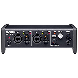 Tascam US-2x2HR 2 Mic 2IN/2OUT High Resolution Versatile USB Audio Interface for Recording, Streaming, Podcasting, Songwriting
