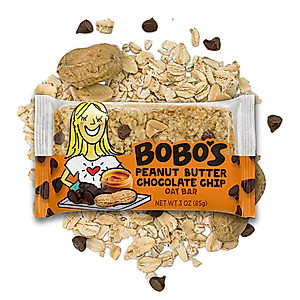 Bobo's Oatmeal Bars, Peanut Butter Chocolate Chip, Gluten Free Vegan Whole Grain Oat Bars, Pack of 12