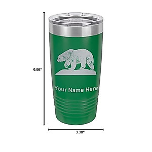 LaserGram 20oz Vacuum Insulated Tumbler Mug, Polar Bear, Personalized Engraving Included (Green)