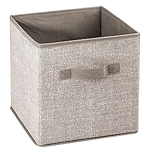 mDesign Small Fabric Collapsible Organizer Cube Bin Box with Front Handle for Cube Furniture Units, Closet or Bedroom Storage, Holds Clothing, Linens, Accessories - Lido Collection - 8 Pack - Linen