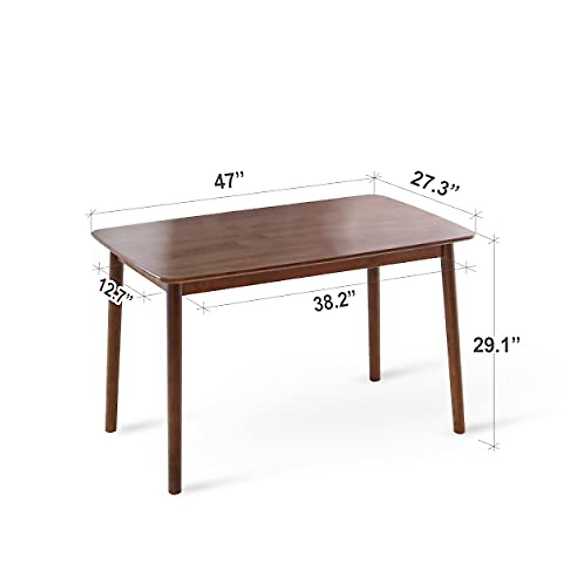 Livinia Aslan 47" Malaysian Oak Rectangular Wooden Dining Table/Solid Wood Kitchen Desk (Walnut)