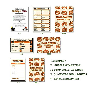 BEUFSE Halloween Friendly Feud Game Set, Halloween Game Supplies, Halloween Games for Adults and Teens, Feud Quiz, Halloween Group Game, Fun Game Party, Fun Holiday Game - SC002