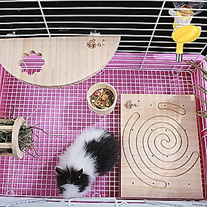 HAICHEN TEC Rabbit Scratch Board - Wooden Foot Pad Mat Bunny Chew Toy Grinding Claws Teeth Natural Wood for Small Animal Rabbit Hamster Chinchilla Guinea Pig Ferret Gerbil Bunny Squirrel Rat (Wood)