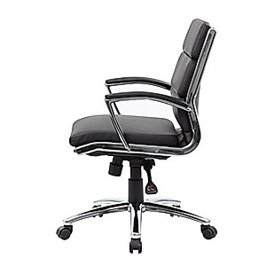 Boss Office Products Executive Mid Back CaressoftPlus Chair with Metal Chrome Finish in Black