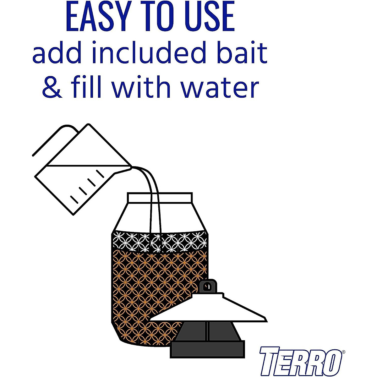 TERRO Fly Magnet, Reusable Fly Trap - Includes One Fly Bait Packet and Heavy Duty 9.5 Plexon Supply Hanging Chain and Magnet Replacement Bait, Orange.Black